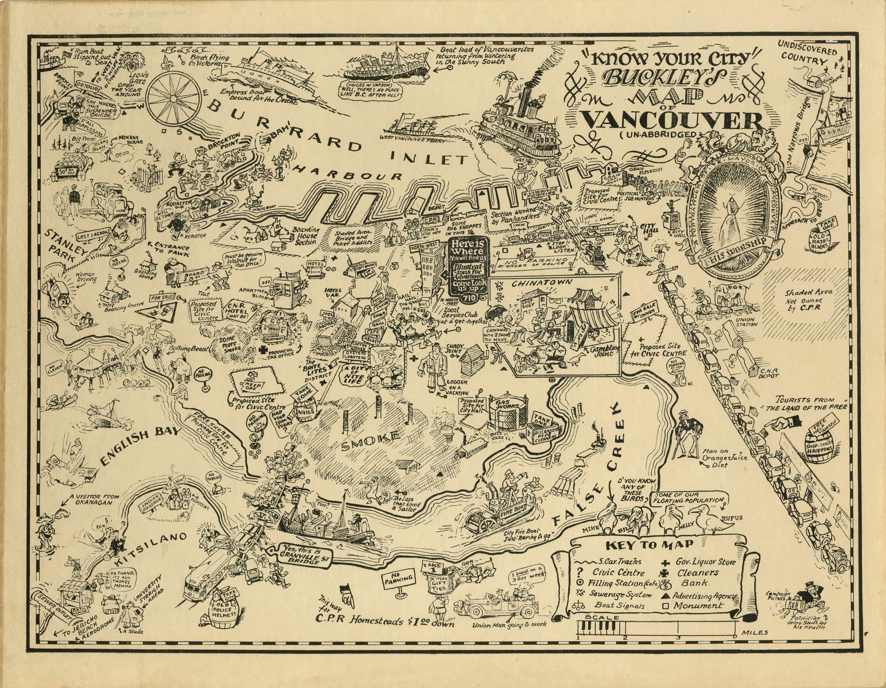 Nearly Century Old Map Of Vancouver Paints A Comical Portrait of Yesteryear
