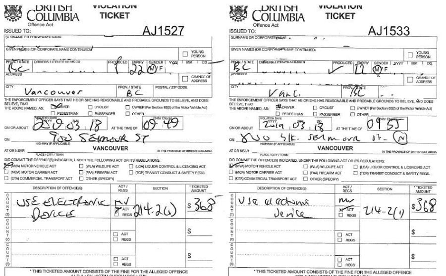 Vancouver Driver Got 2 Distracted Driving Tickets In 6 Minutes