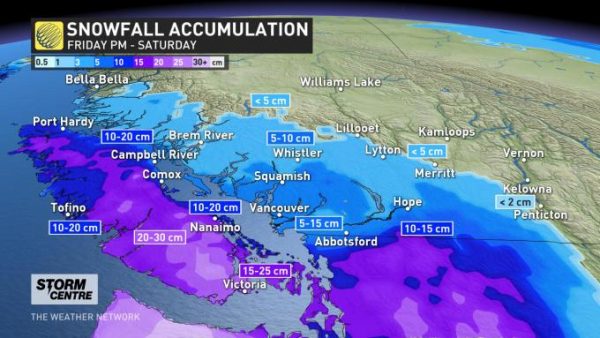 BC Forecast Calls For 20-30cm Of Snow Amid Freezing Temperatures