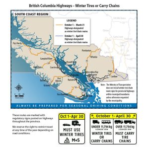 Winter Tires Required On These B.C. Highways Staring October 1